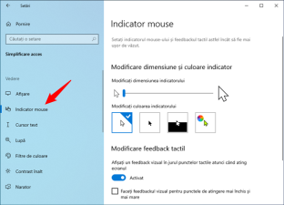 Schimbă dimensiunea, culoarea și grosimea indicatorului pentru mouse